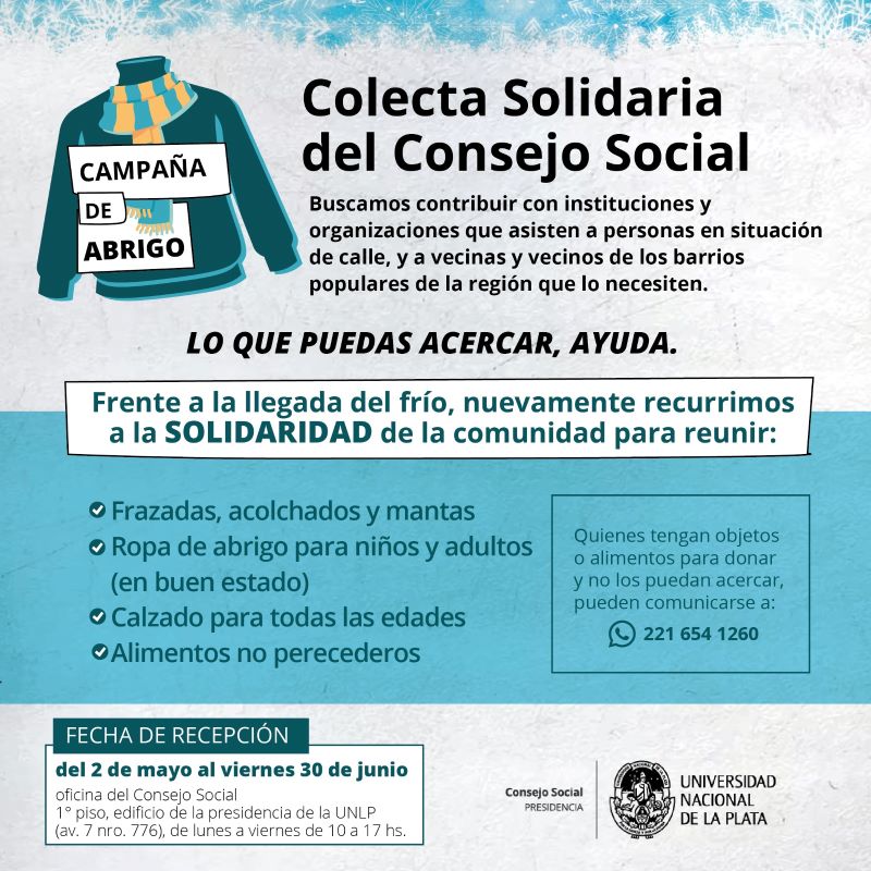 Colecta solidaria del Consejo Social de la UNLP » UNLP